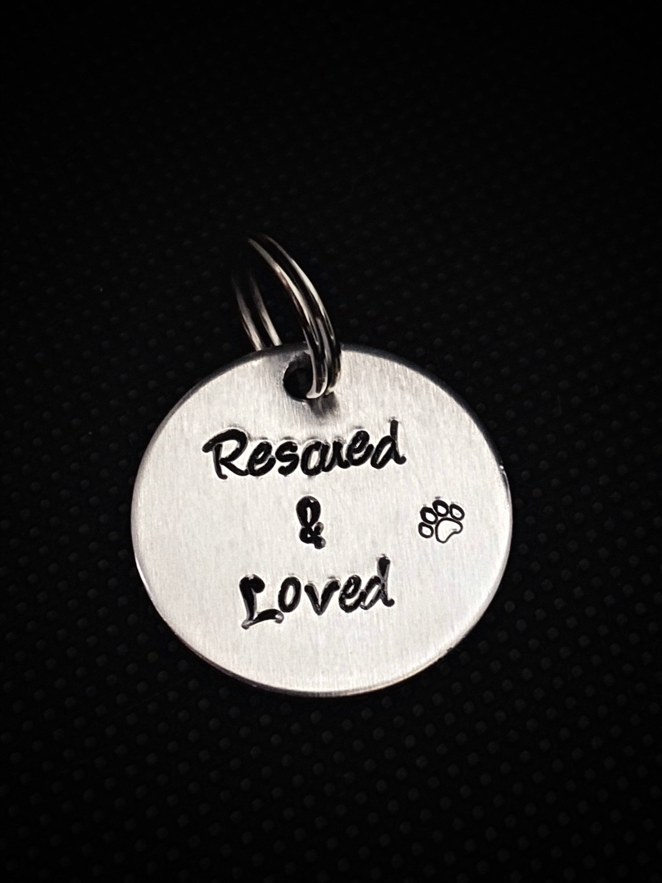 Dog Or Cat Tag, “rescued & Loved” Tag, Hand Stamped, Collar Tag on Luulla